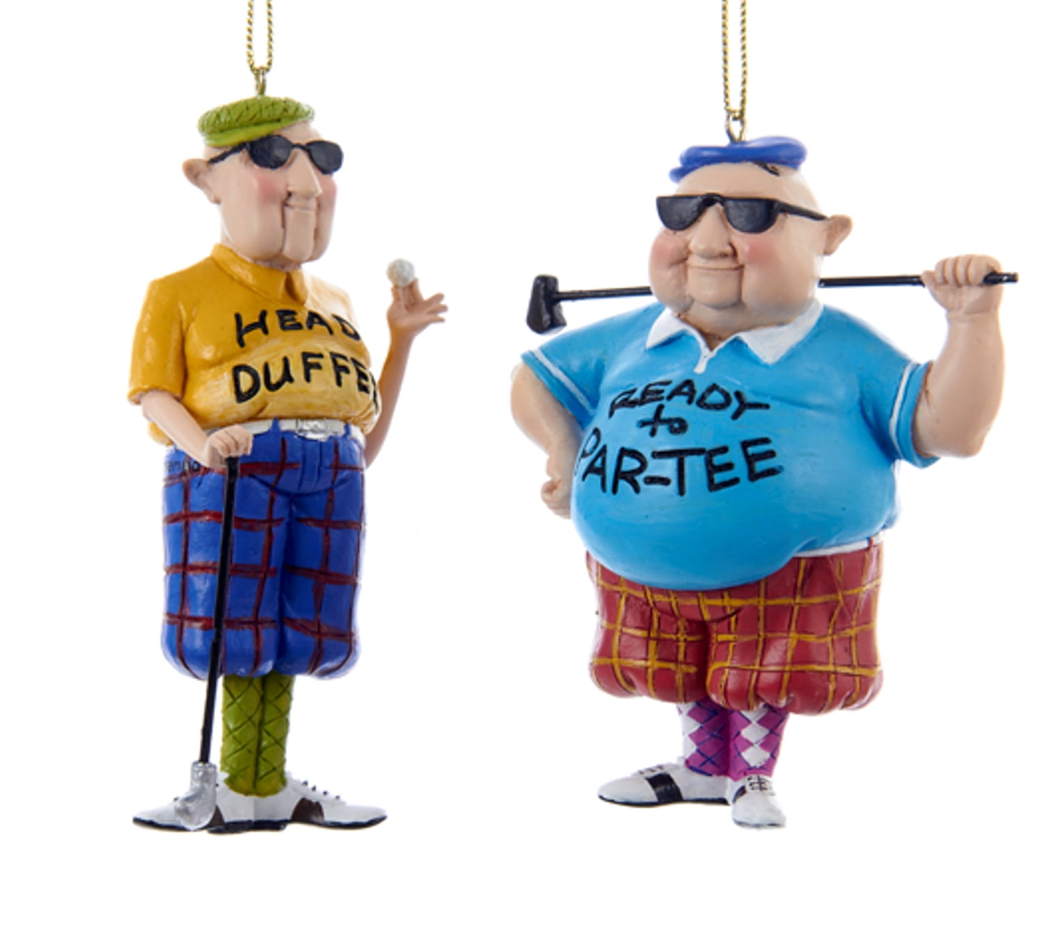 Kurt Adler Funny Golfers Golf Man Ready to Partee Holiday Ornaments Set ...