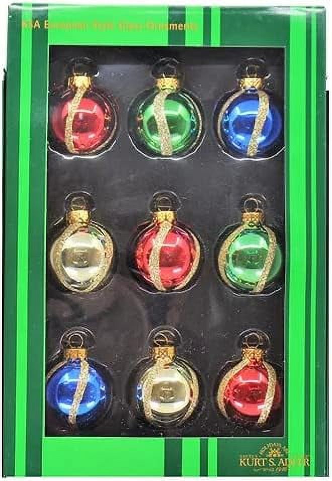 Kurt Adler Glass Multi-Color Miniature Decorated Ball Ornaments Set Of ...