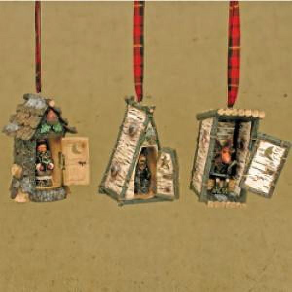 Kurt Adler Hinged Rustic Woodland Cottage Outhouses Ornaments Set of 3 ...