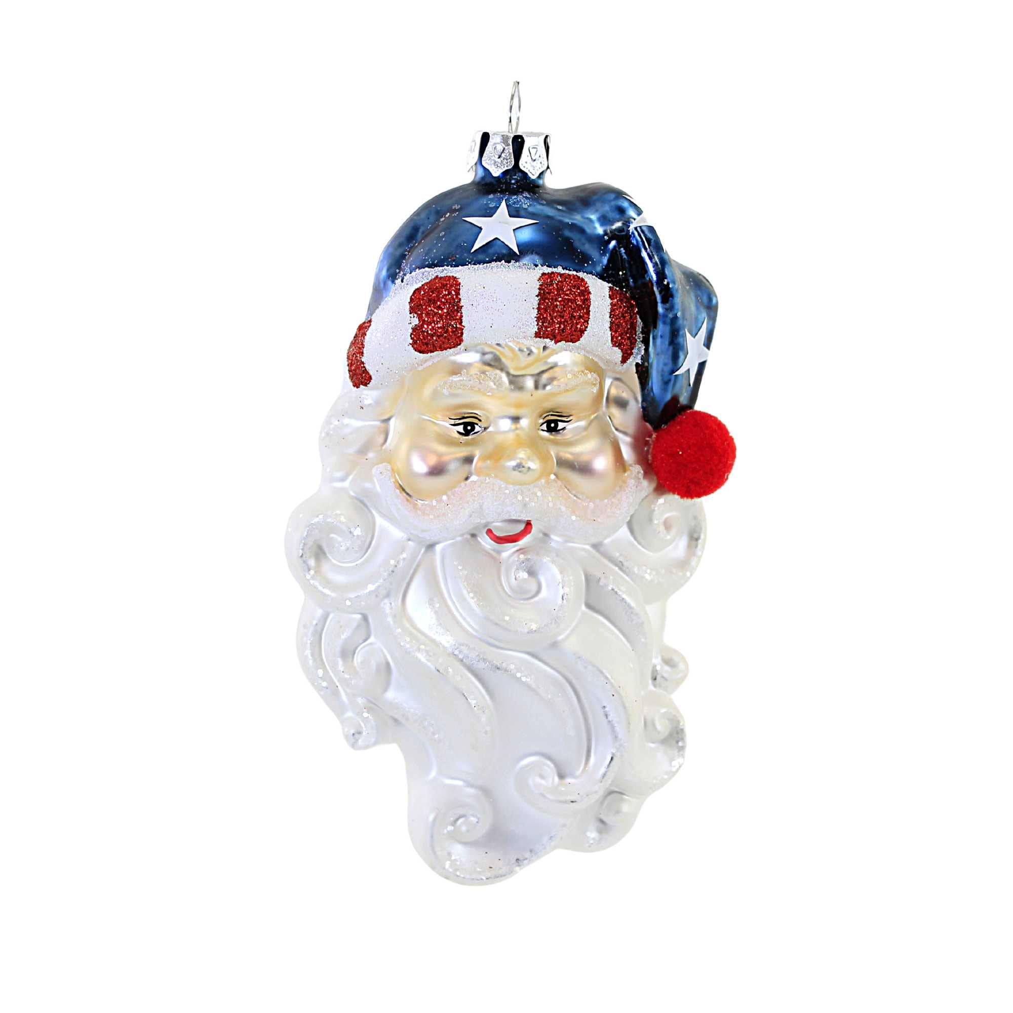 Kurt Adler J9007 Santa Head with Patriotic Hat Ornament, 5-inch Tall ...