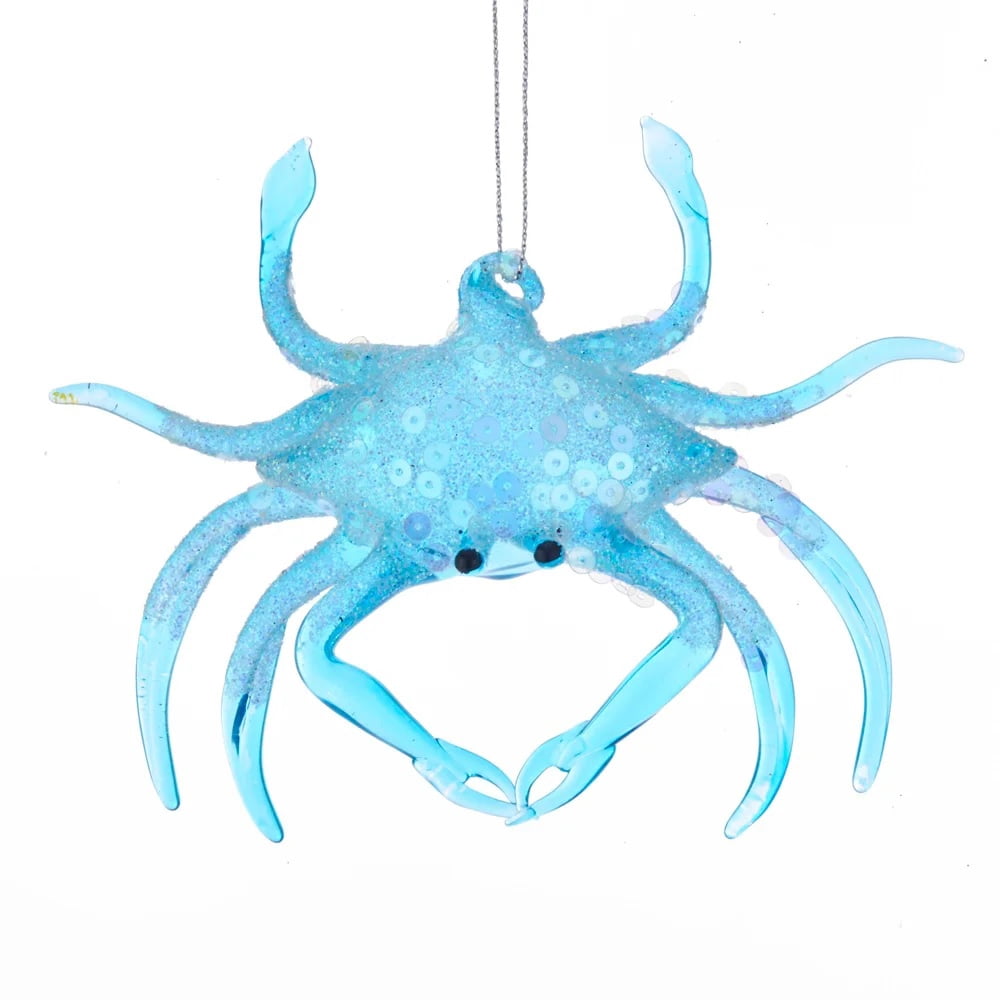 Kurt Adler Kurt S. Adler 4.33" Blue Crab with Glitter and Sequins Glass ...