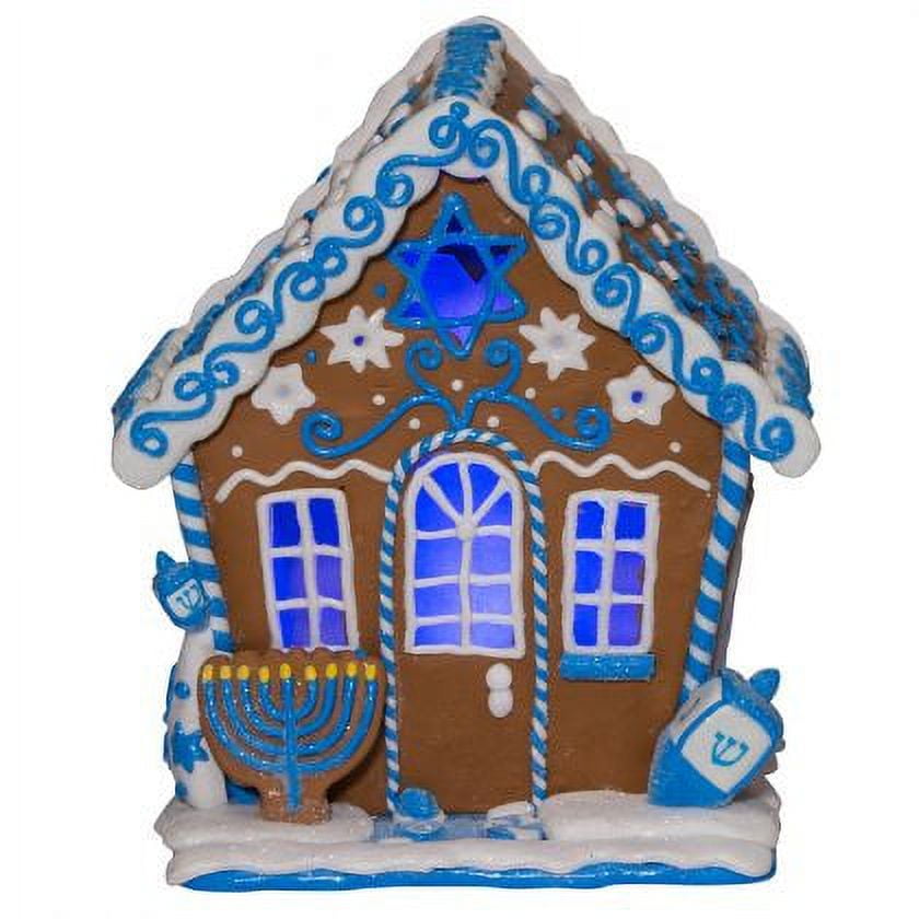 Kurt Adler LED Hanukkah Gingerbread House Tablepiece, 7-Inch, Blue ...