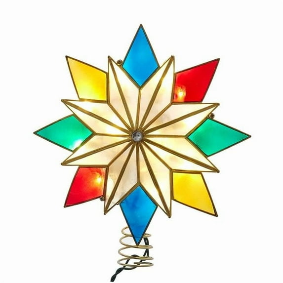 Kurt Adler UL 10-Light 8 Point LED Multi Color Capiz Star Tree Topper ...