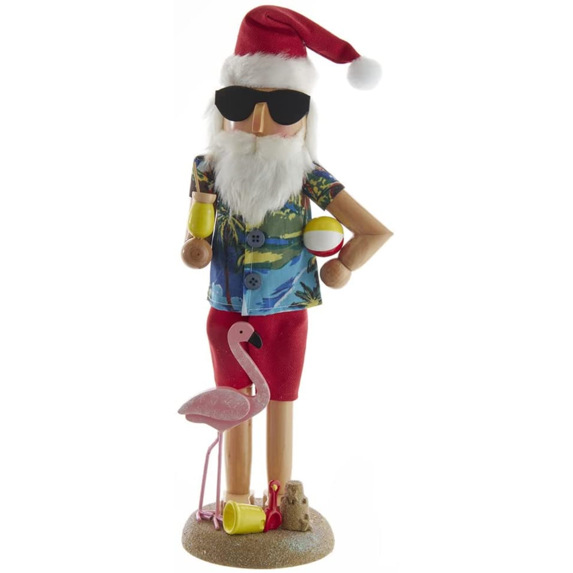 Kurt Adler 15.5-Inch Beach Santa Nutcracker, Wooden, with Tropical ...