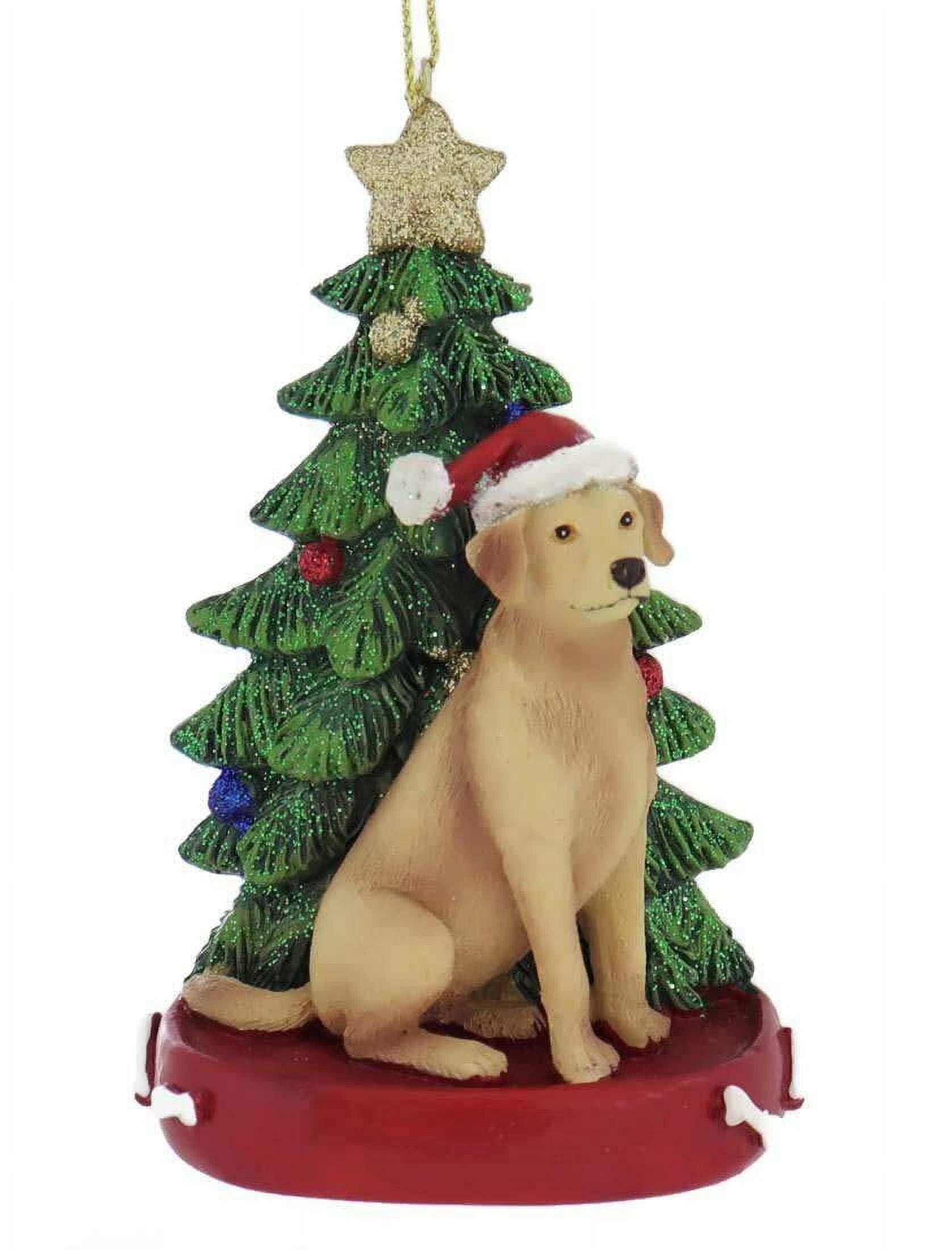Kurt Adler Yellow Labrador Retriever With Christmas Tree Ornament ...