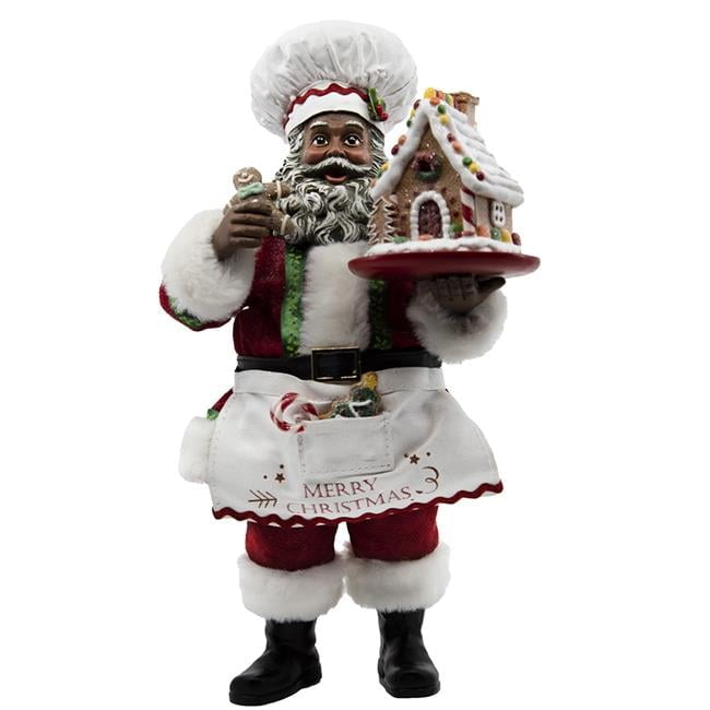 Kurt S. Adler 10.5 in. Fabrich Black Chef Santa, Christmas Kitchen ...