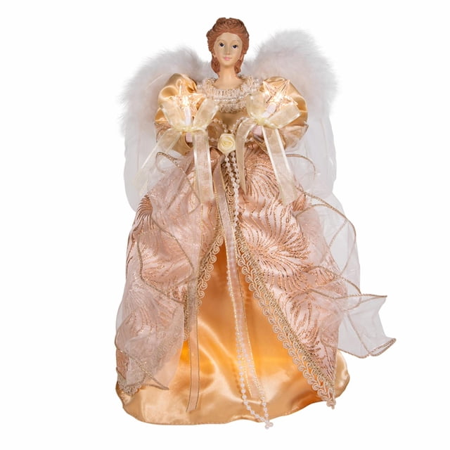 Kurt S. Adler 14 in. 10-Light Lighted Gold & Copper Angel Tree Topper ...