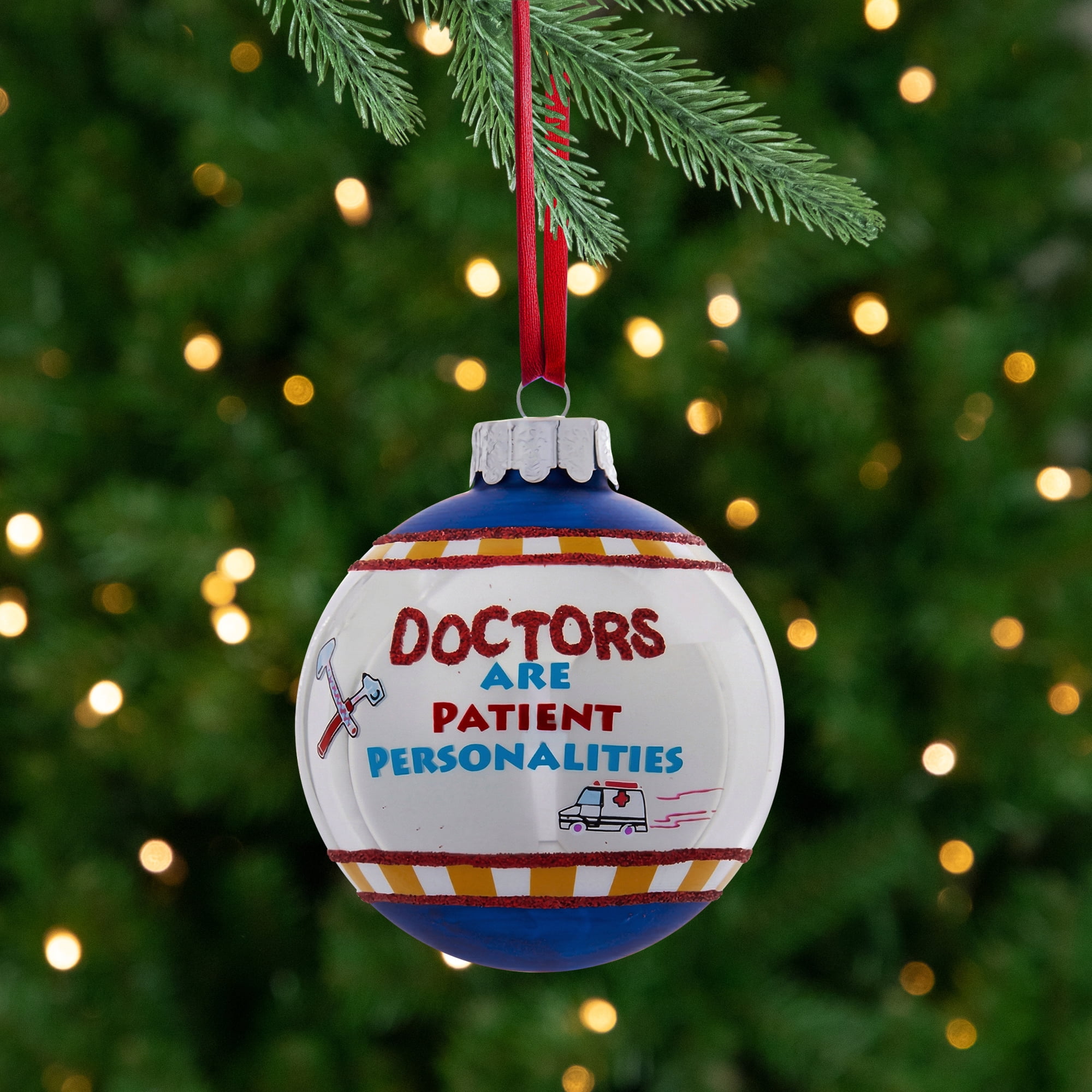 Kurt S. Adler 3" Glittered "Doctors Are Patientalities" Ball Christmas ...