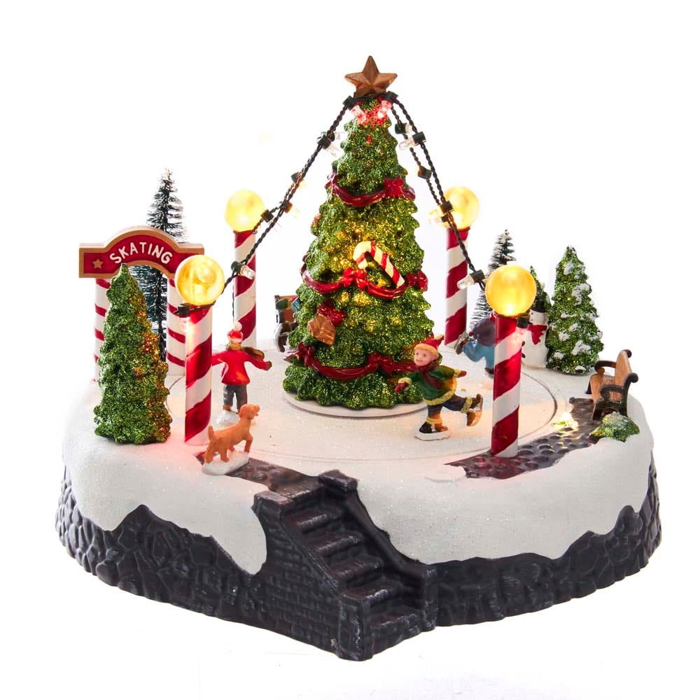 Kurt S. Adler 7-Inch Battery-Operated Musical LED Ice Rink with Tree ...