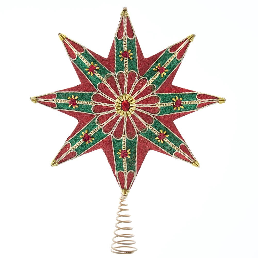 Kurt S. Adler 8-Point Red, Green, and Gold Traditional Star Treetopper ...