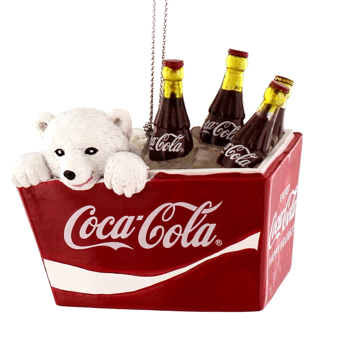 Kurt S. Adler Coca-Cola Polar Bear Cub in Coke Cooler Christmas Tree ...