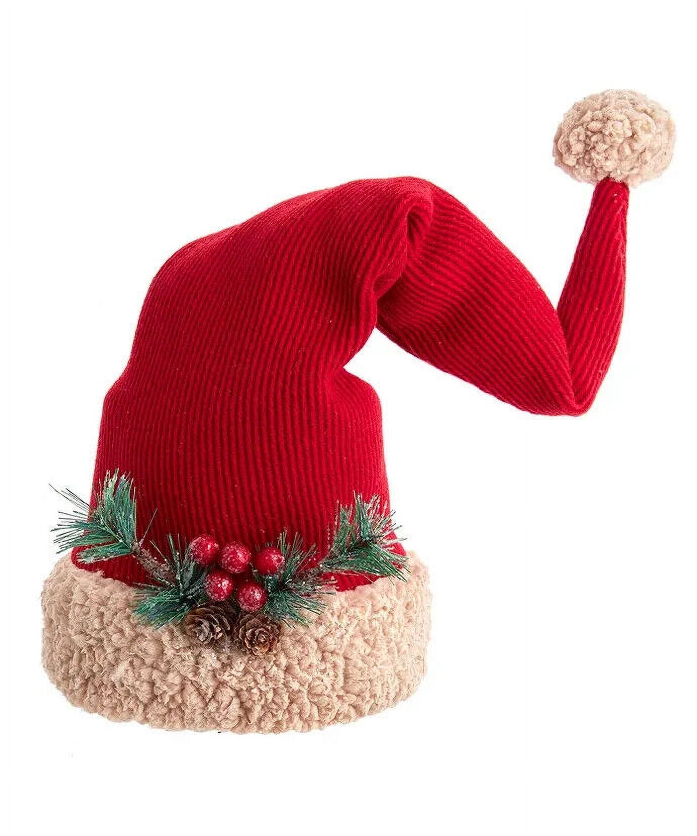 Kurt Adler 12" Unlit Red Knit Santa Cap Christmas Tree Topper with ...