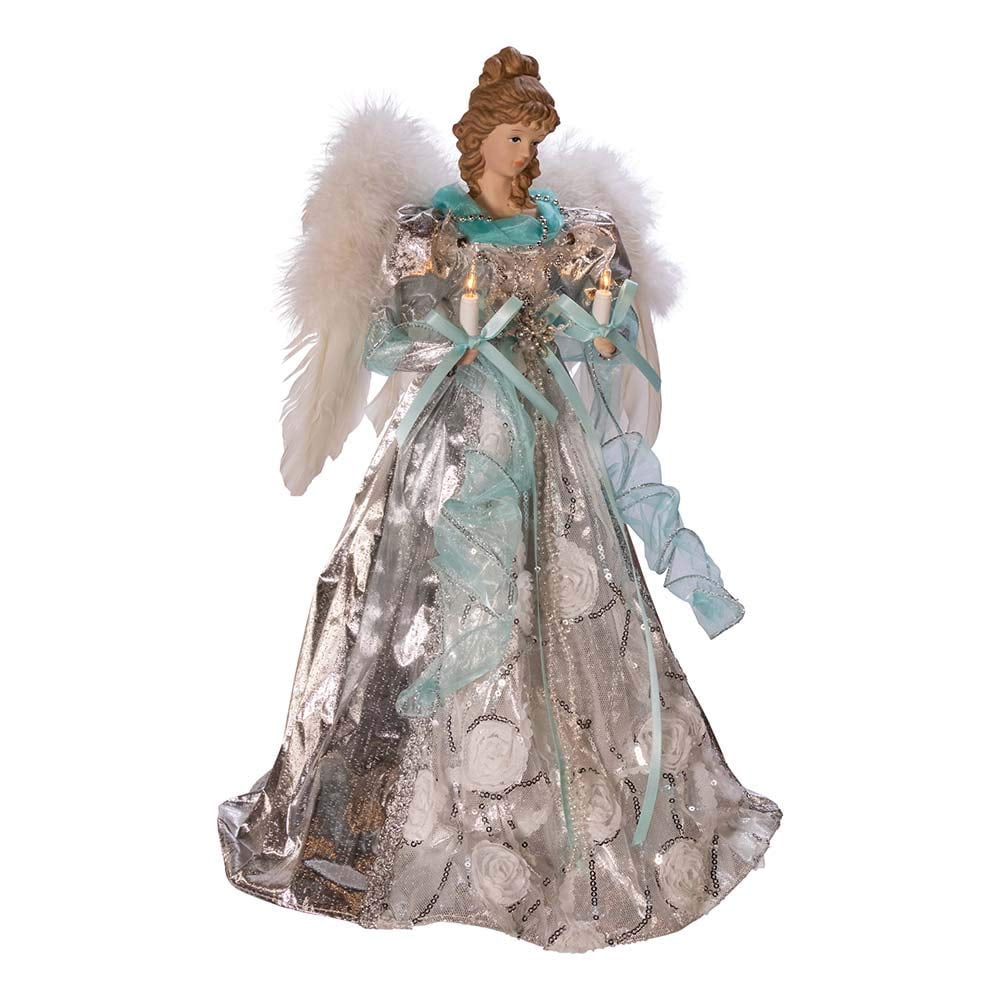 Kurt S. Adler Silver and Blue Angel Christmas Tree Topper, 16-Inch, UL ...