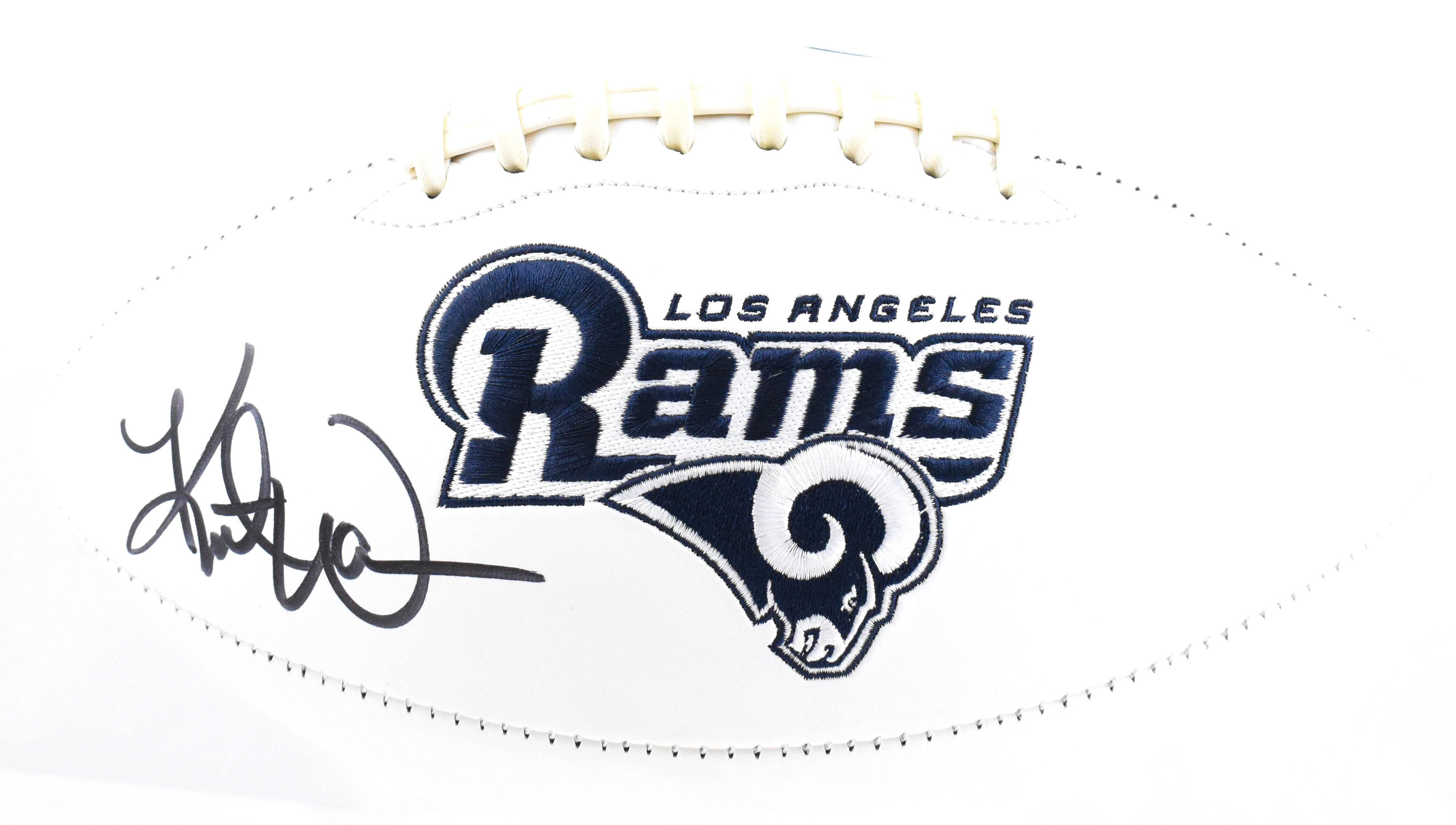Kurt Warner Autographed Rams Logo Football - Beckett W Hologram *Black ...