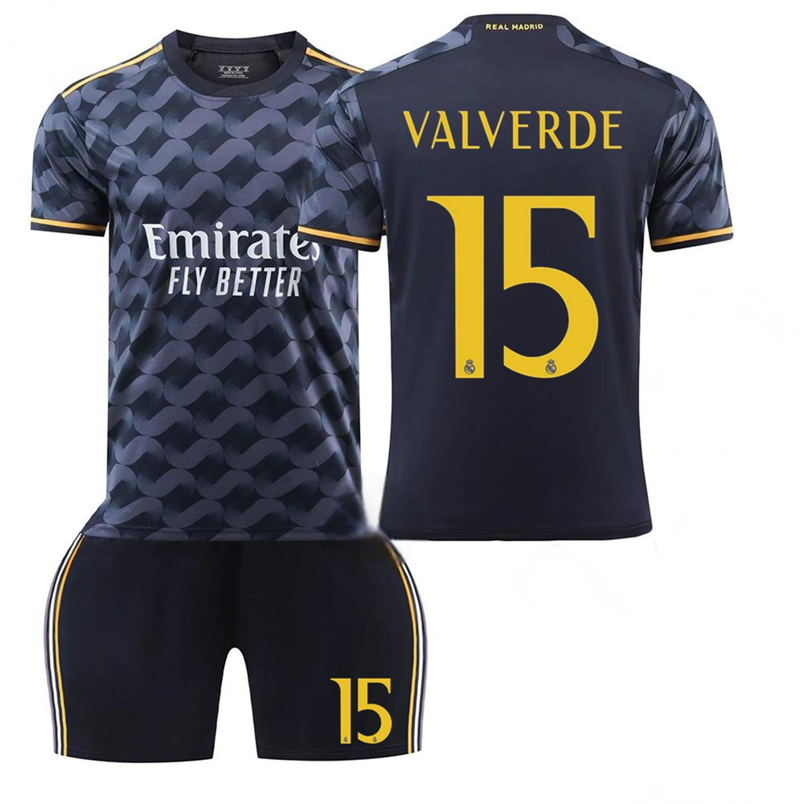 KuruS 2324 Spain Soccer Club Jerseys 2 Piece Sets, Number 15 VALVERDE Printed Short Sleeve ...