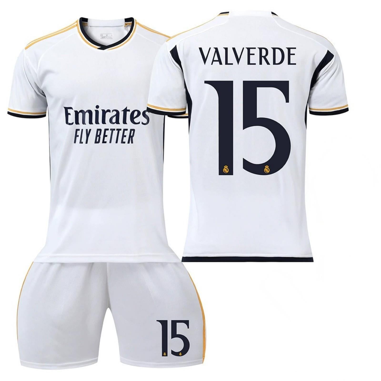 KuruS 2324 Spain Soccer Club Jerseys 2 Piece Sets, Number 15 VALVERDE Printed Short Sleeve ...