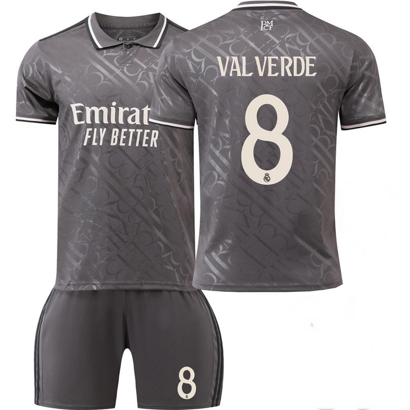 KuruS 2425 Spain Soccer Club Jerseys 2 Piece Sets, Number 8 VALVERDE Printed Short Sleeve Shirts ...