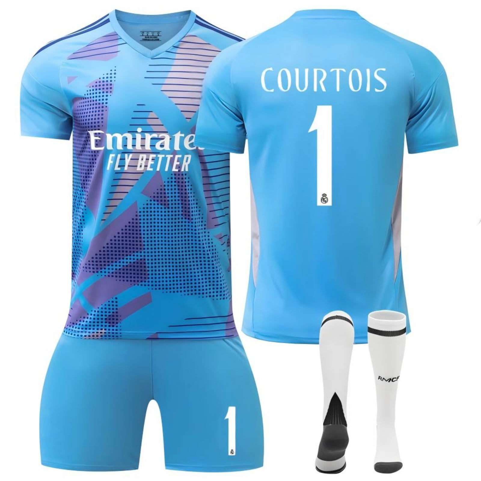 KuruS 2425 Spain Soccer Club Jerseys 3 Piece Sets, Number 1 COURTOIS Printed Short Sleeve Shirts ...