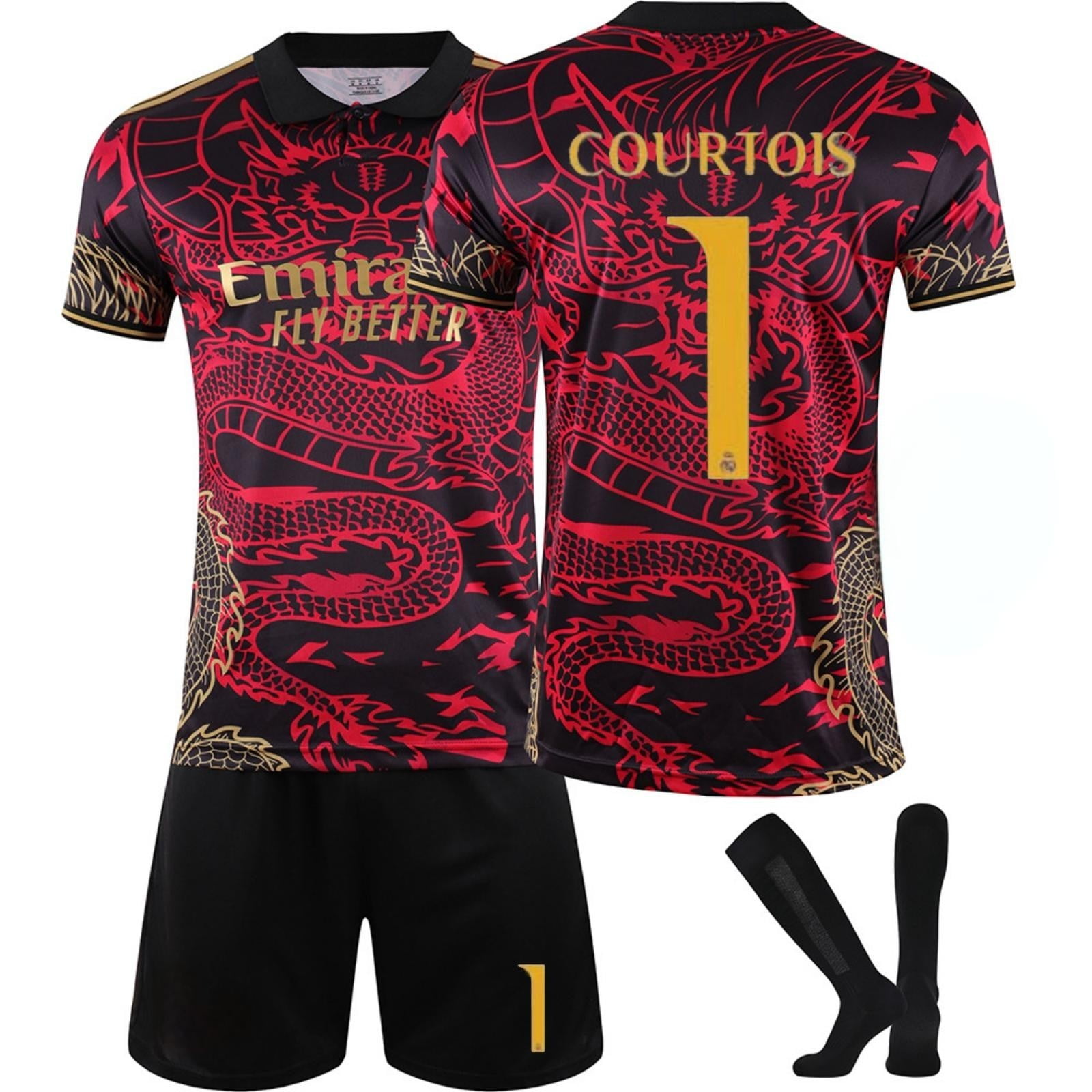 KuruS 2425 Spain Soccer Club Jerseys 3 Piece Sets, Number 1 COURTOIS Printed Short Sleeve Shirts ...