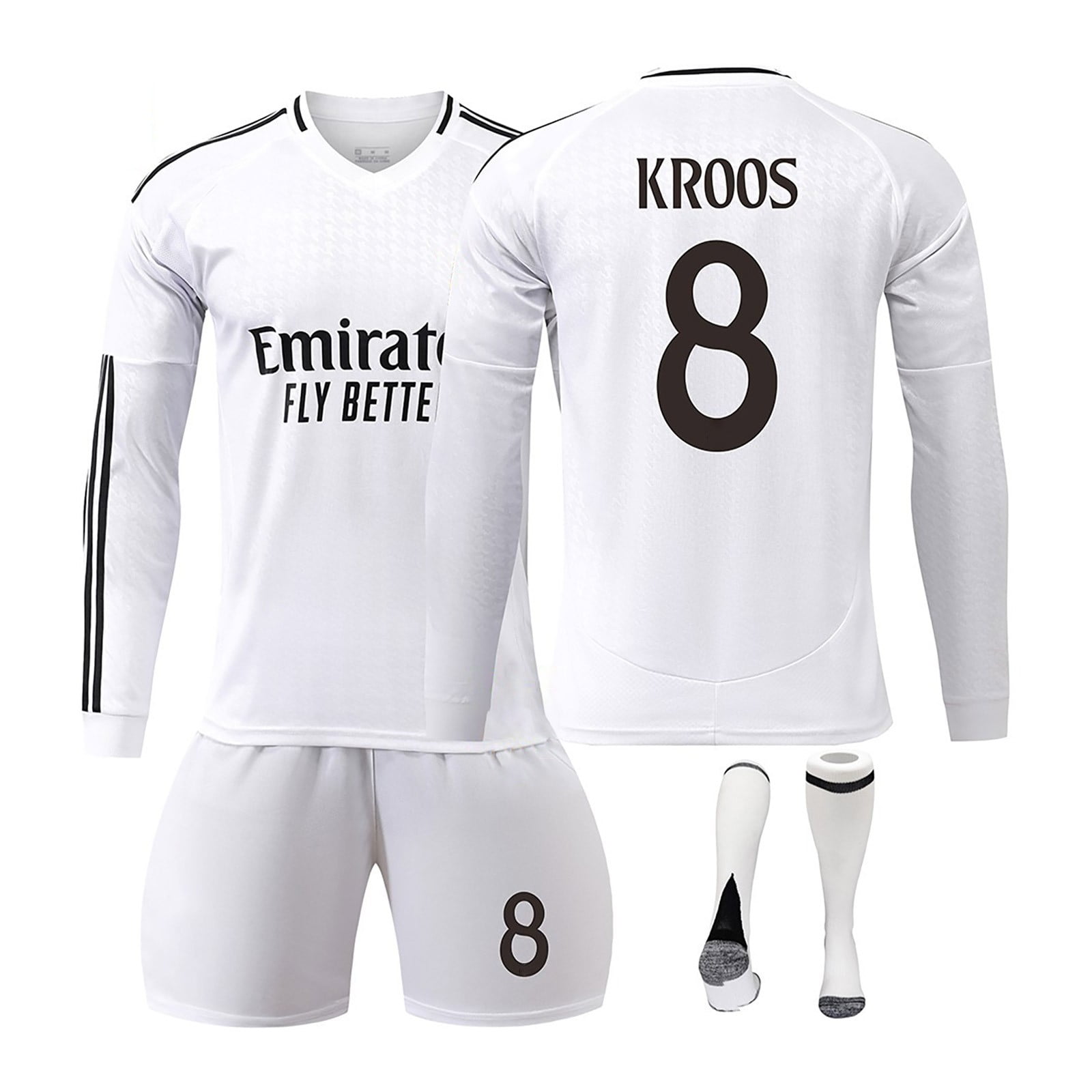 KuruS 2425 Spain Soccer Club Jerseys 3 Piece Sets, Number 8 KROOS ...