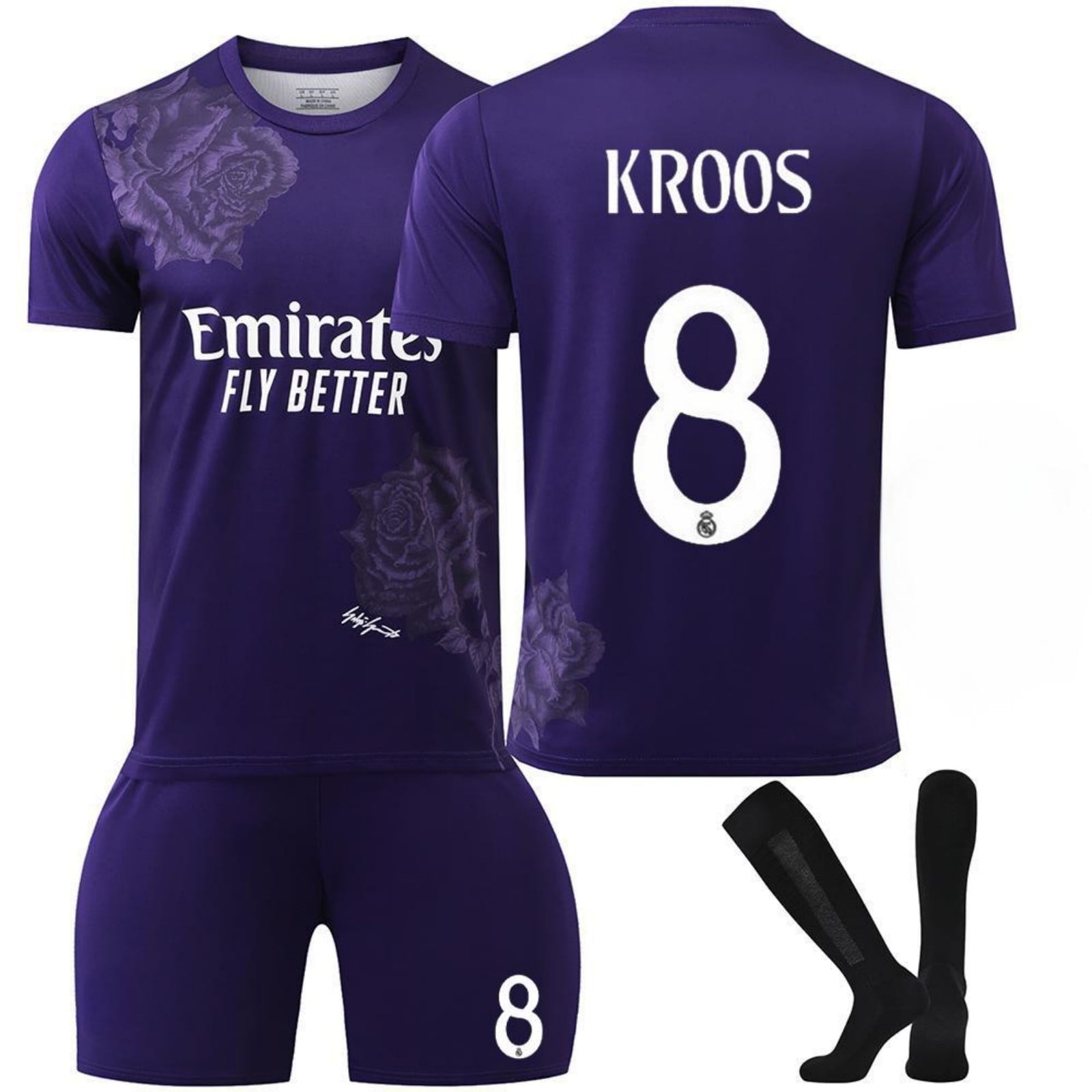 KuruS 2425 Spain Soccer Club Jerseys 3 Piece Sets, Number 8 KROOS ...