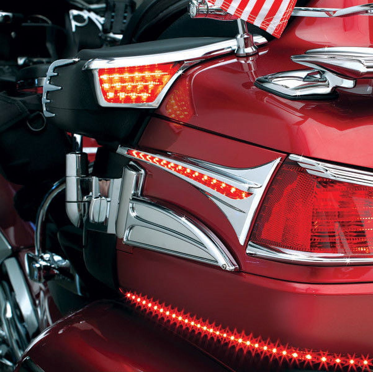 Kuryakyn Chrome LED Passenger Armrest Trim Turn Signal Accents Goldwing ...