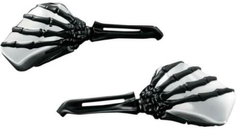 Kuryakyn Skeleton Hand Mirrors w/Black Stems & Chrome Heads (1764 ...