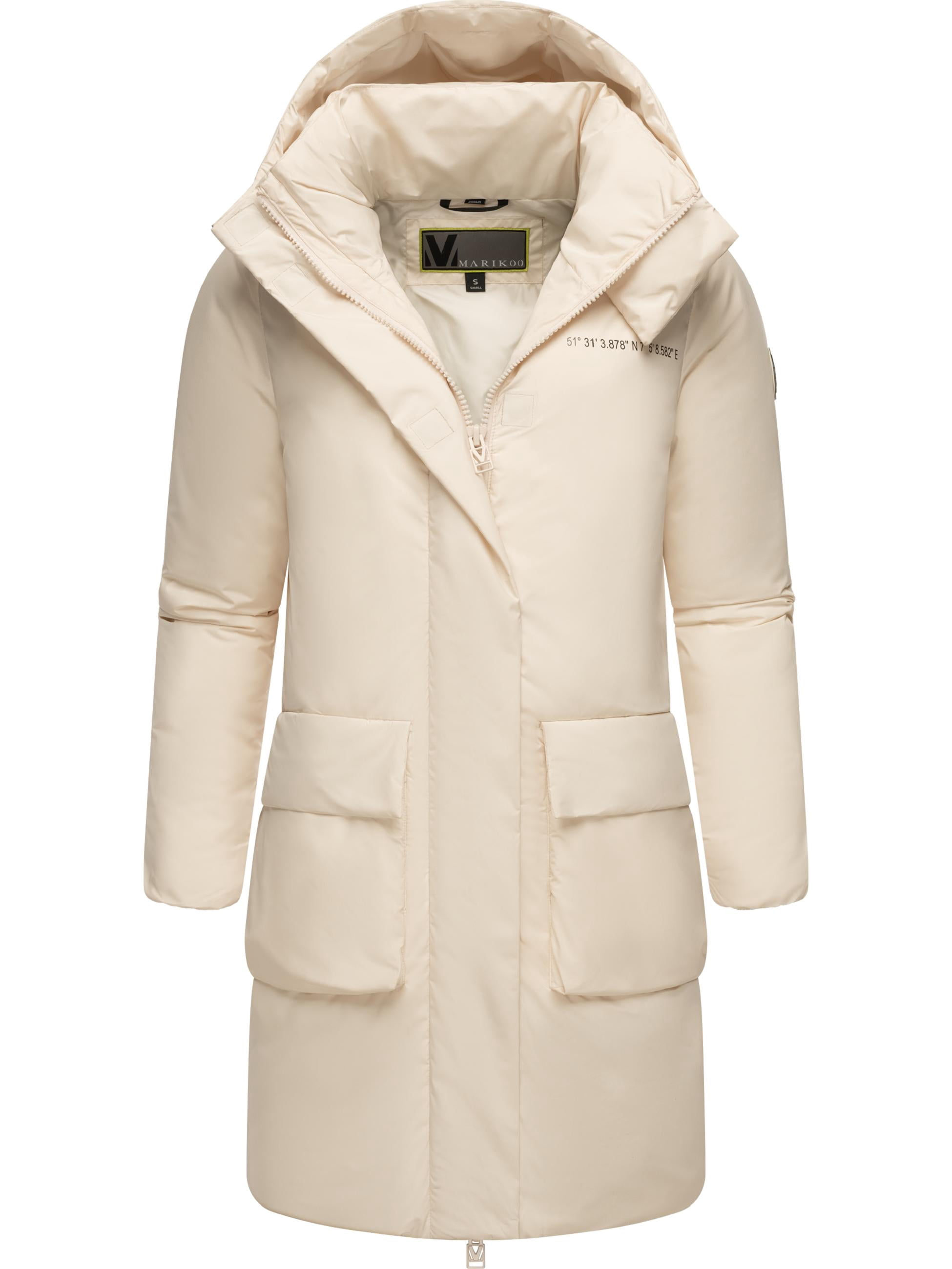 Marikoo Women's Mid-Length Winter Coat with Hood - Weather-Resistant ...