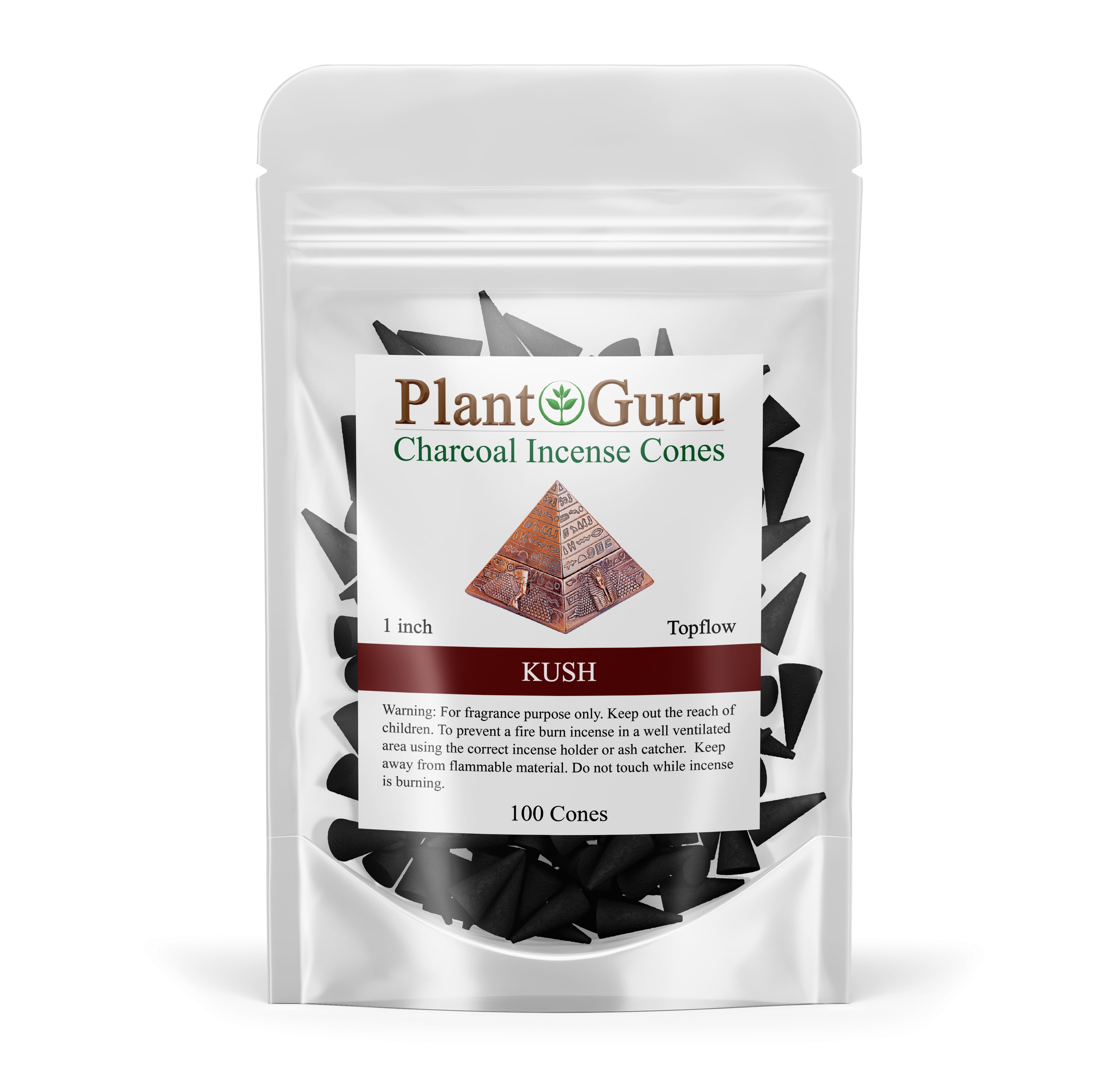 Kush Charcoal Incense Cones 1" TOPFLOW - 100 Pack - Natural Scented ...