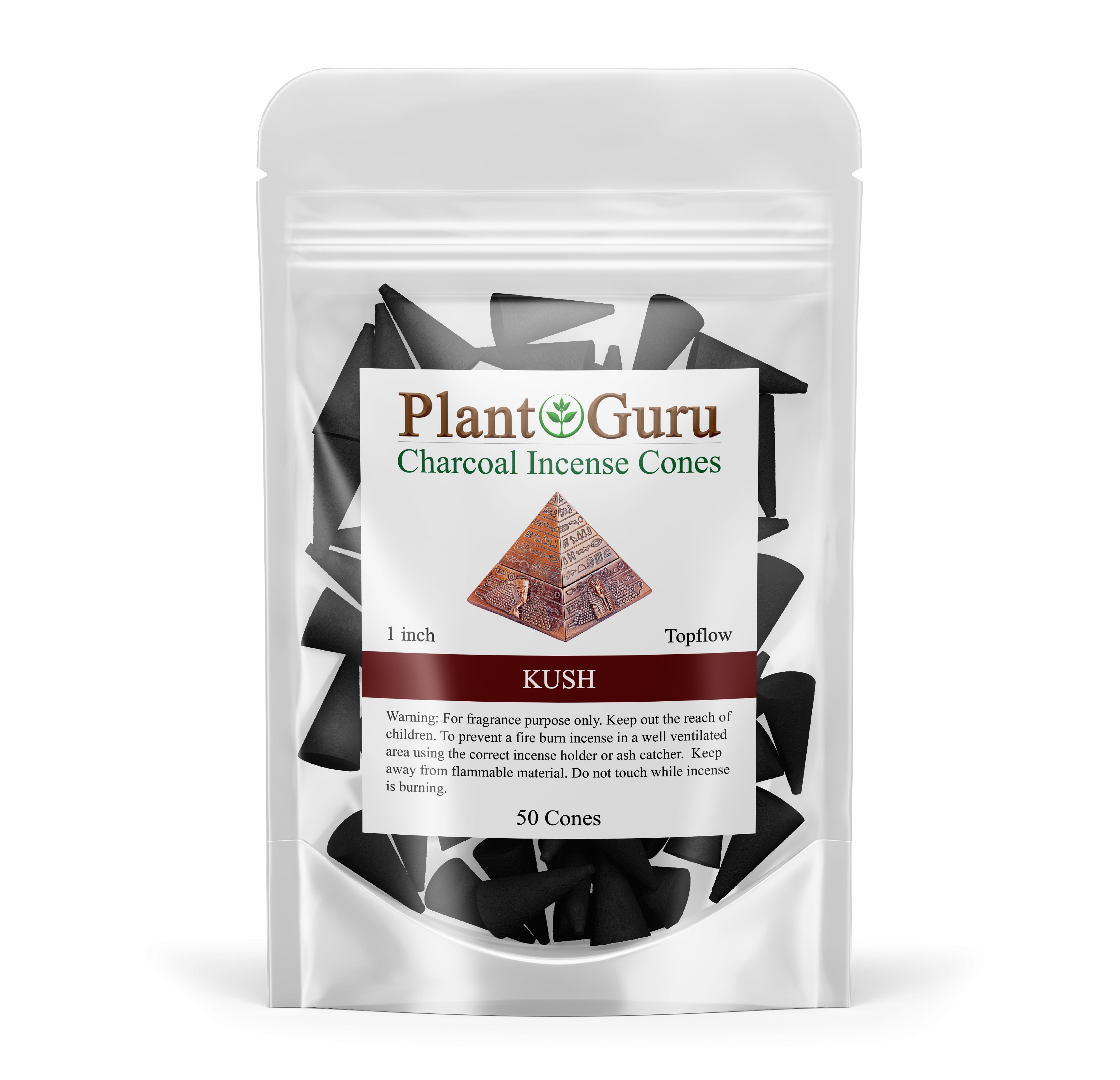 Kush Charcoal Incense Cones 1" TOPFLOW - 50 Pack - Natural Scented ...