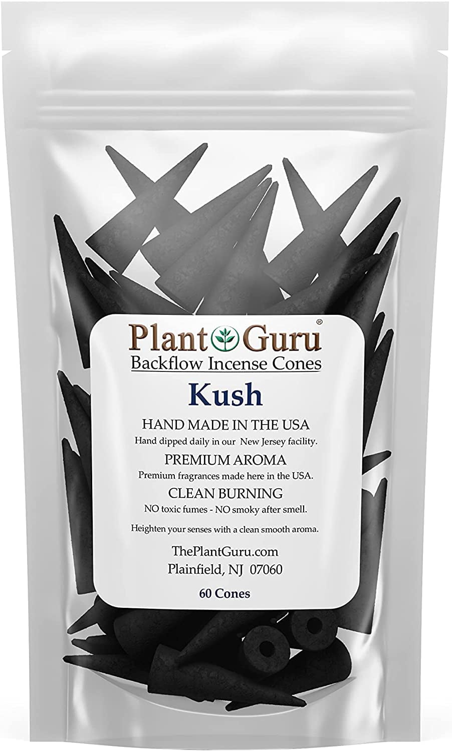 Kush Charcoal Incense Cones 2" BACKFLOW - 60 Pack - Natural Scented ...