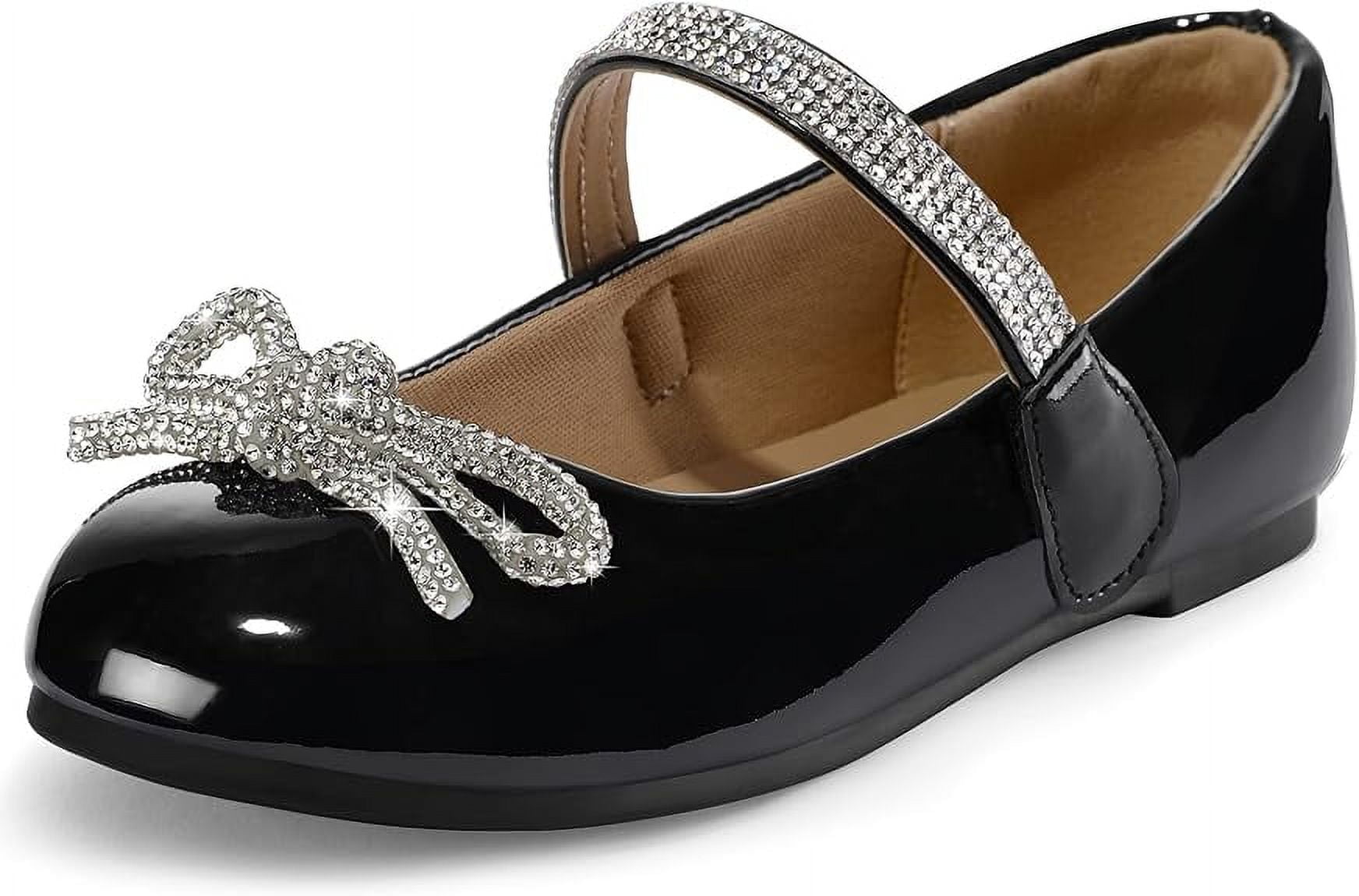 Kushyshoo Black Girl's Bow Mary Jane Dress Shoes Ballet Princess Flats ...