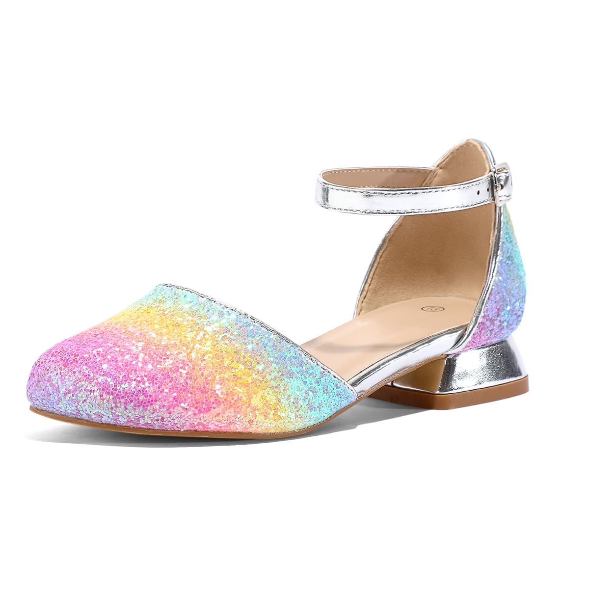 Kushyshoo Colorful Girls Dress Shoes Mary Jane 1 inch Low Heel Pumps ...
