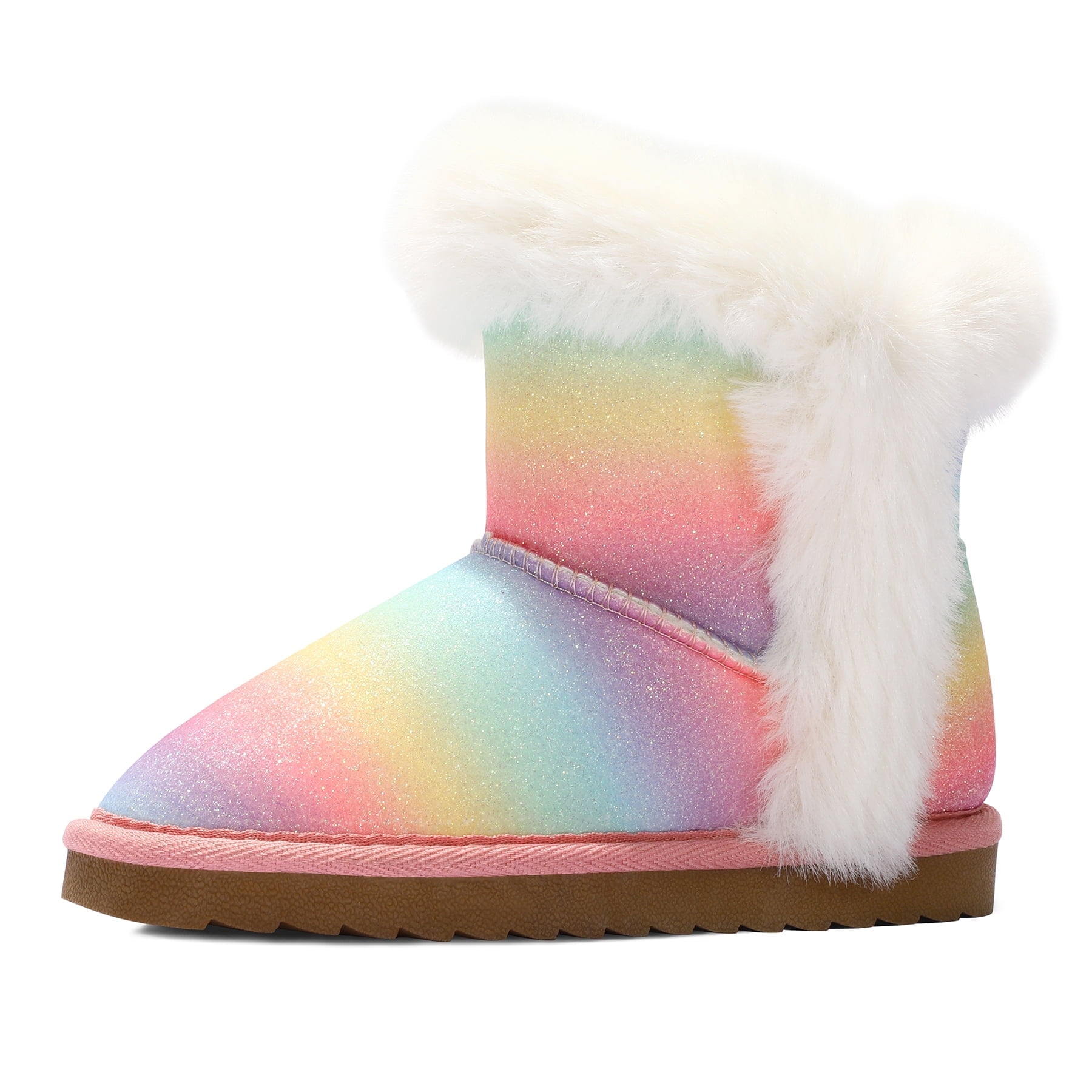 Kushyshoo Girls Snow Booties, Colorful, Warm Faux Fur Lined, Glitter ...