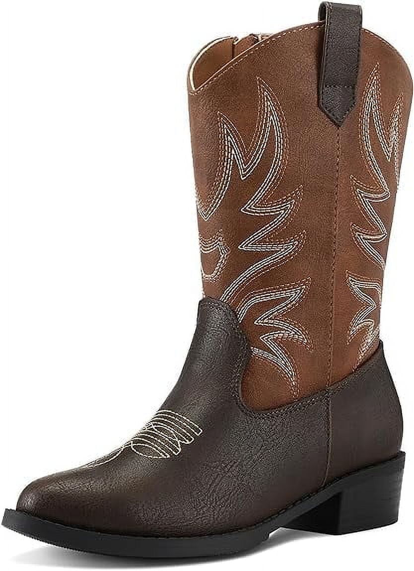 Kushyshoo Cowboy Boots for Girls and Boys Western Mid-Calf Brown ...