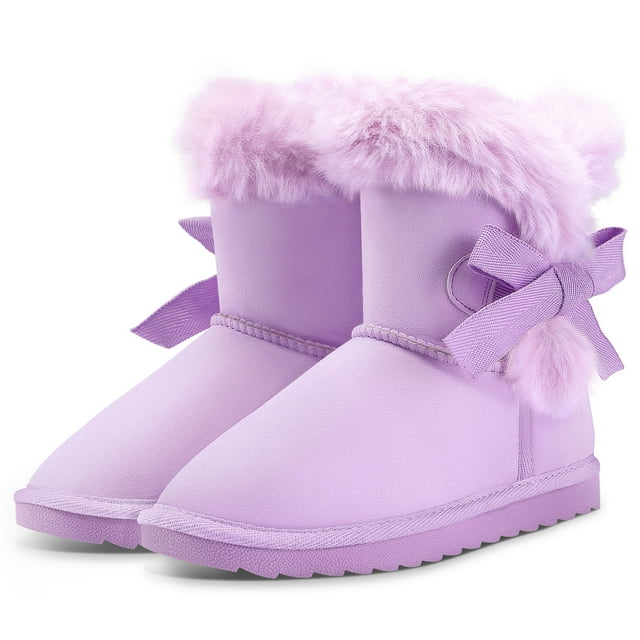 Kushyshoo Girls Kids Snow Boots for Warmth Purple Non-Slip Outdoor ...