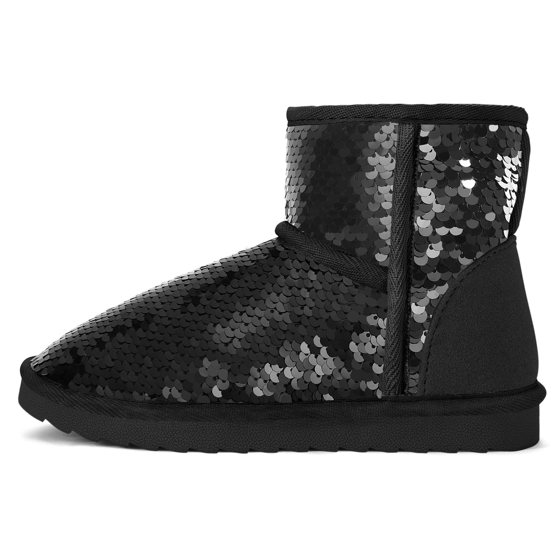 Kushyshoo Girls Snow Boot Black Sparkle Sequins Winter Boots ...