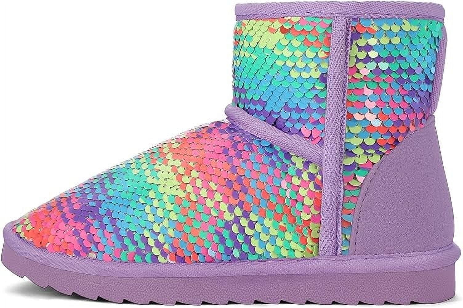 Kushyshoo Girls Snow Boot Colorful Sparkle Sequins Winter Boots ...