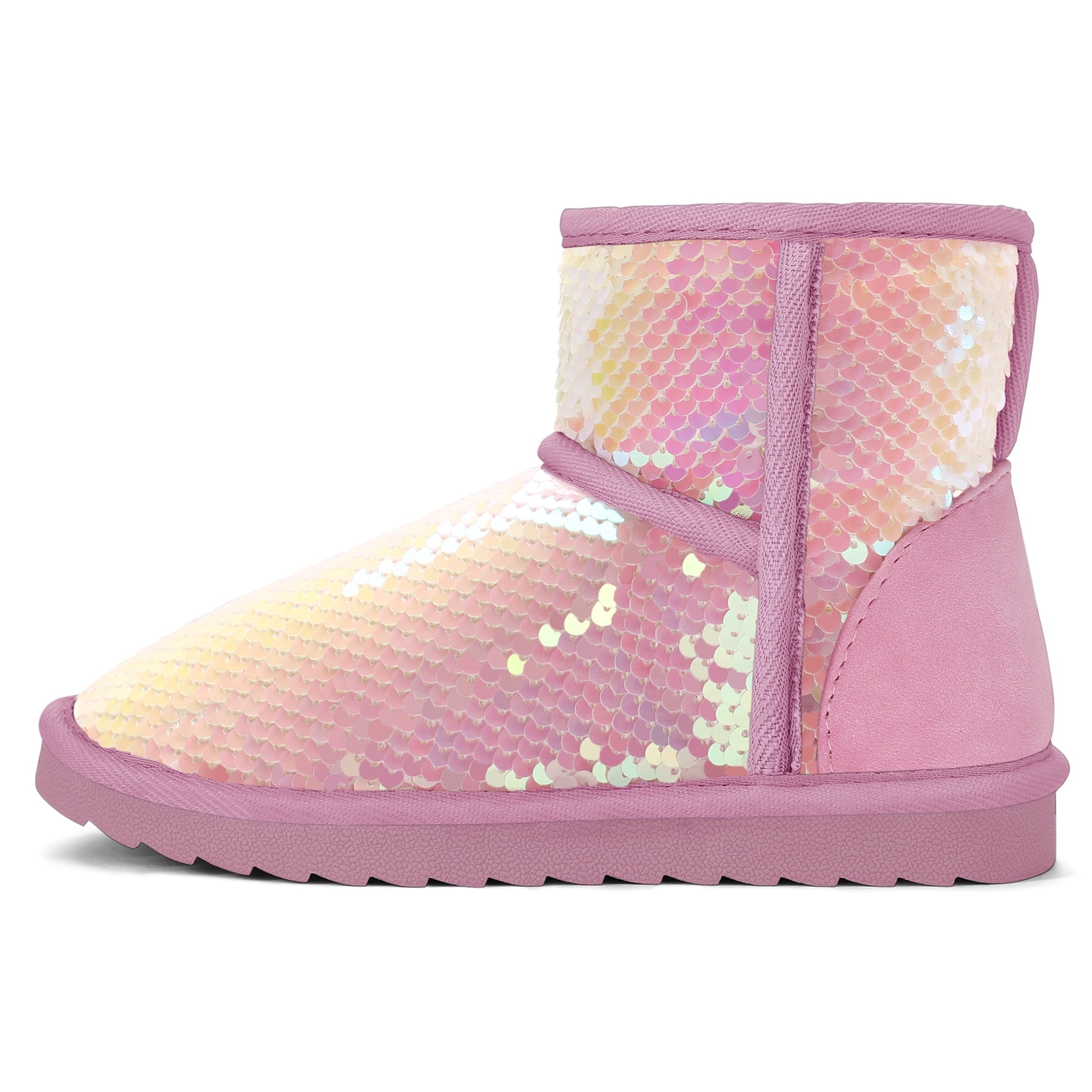 Kushyshoo Girls Snow Boot Pink Sparkle Sequins Winter Boots Lightweight ...