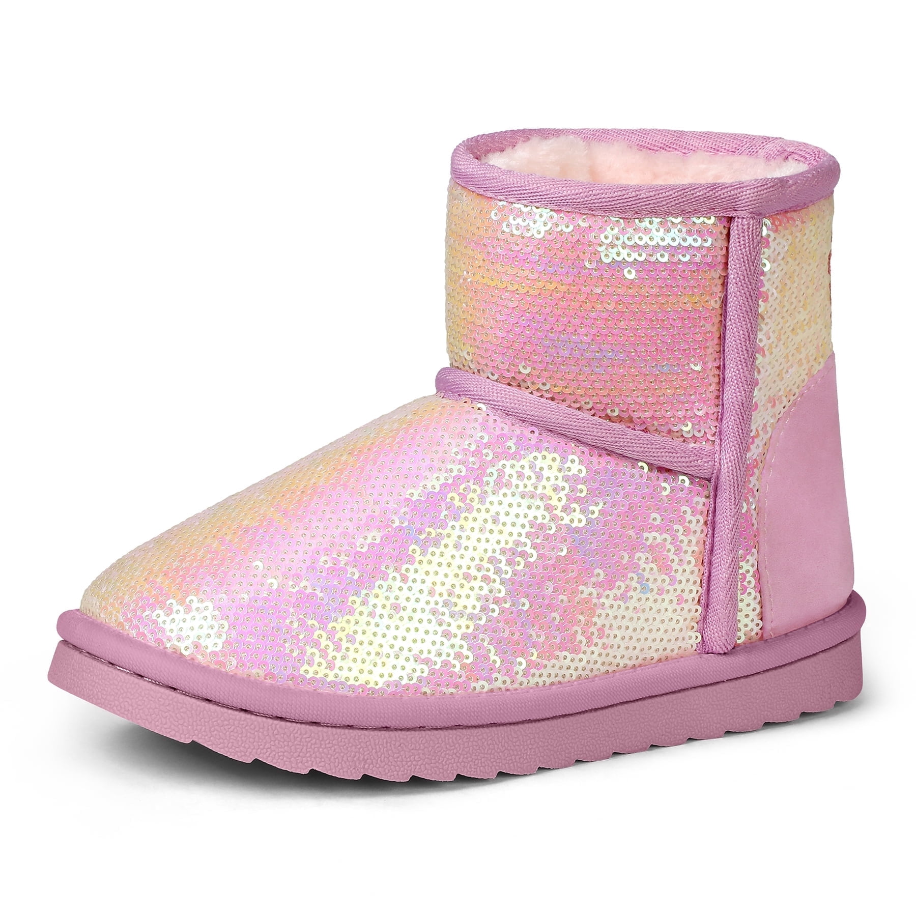 Kushyshoo Girls Snow Boot Pink Sparkle Sequins Winter Boots Lightweight ...