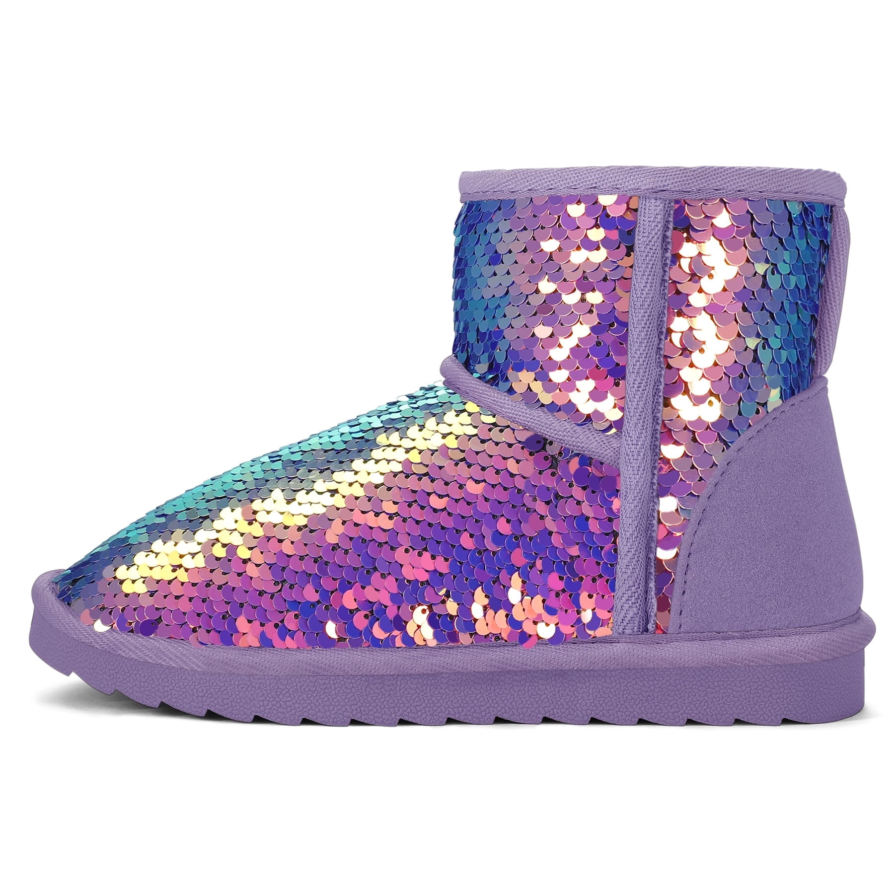 Kushyshoo Girls Snow Boot Purple Sparkle Sequins Winter Boots ...