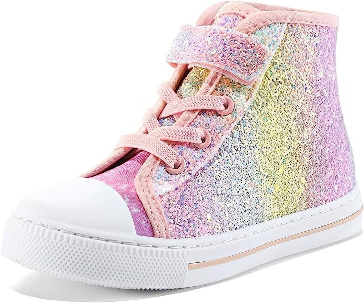 Kushyshoo Glitter Rainbow Toddler High Top Girls Sneakers Kids Walking ...