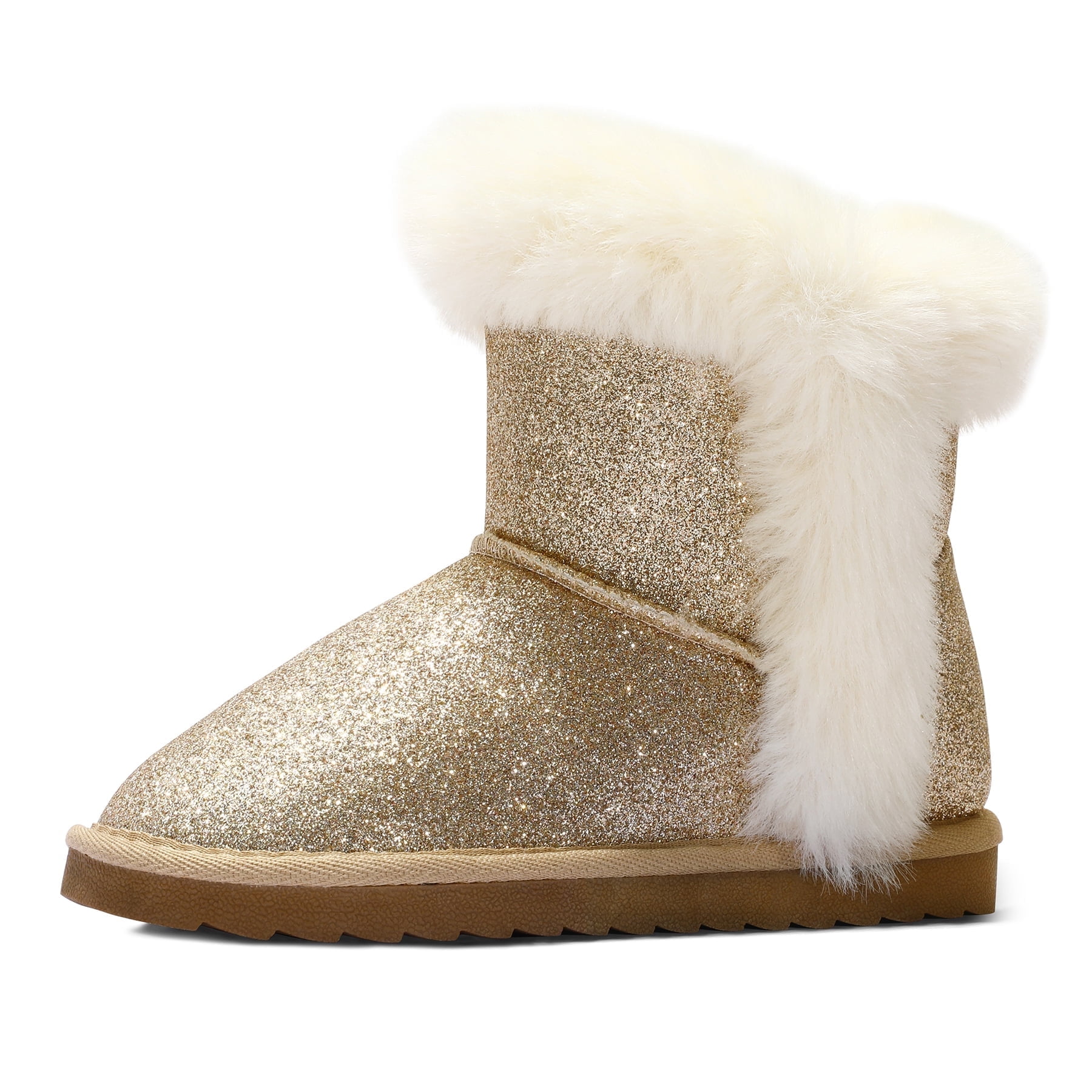 Kushyshoo Golden Girls Snow Boots Warm Faux Fur Lined Glitter Strap ...