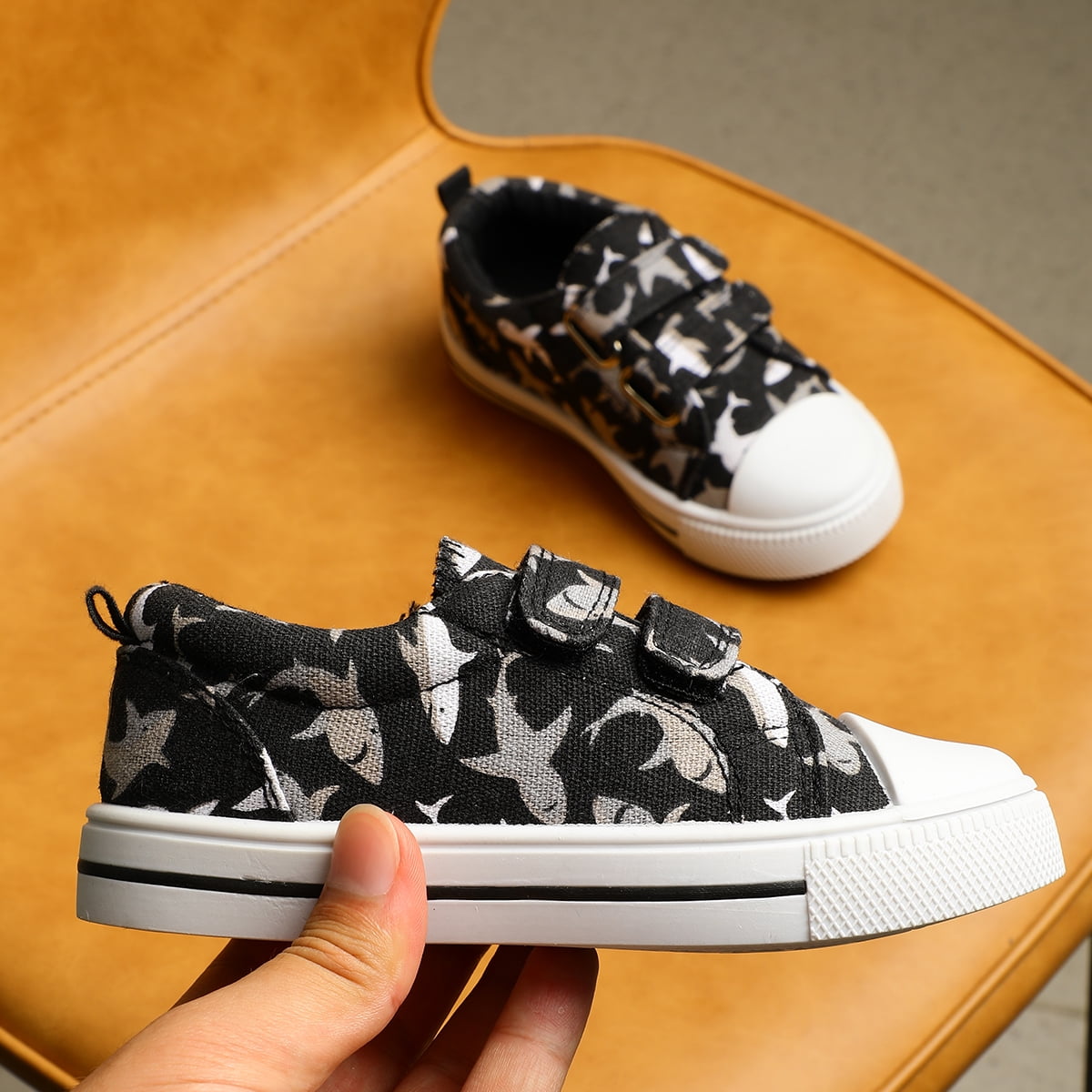 Kushyshoo Kids Canvas Shoes Black Shark Toddler Boys Sneakers 10M ...