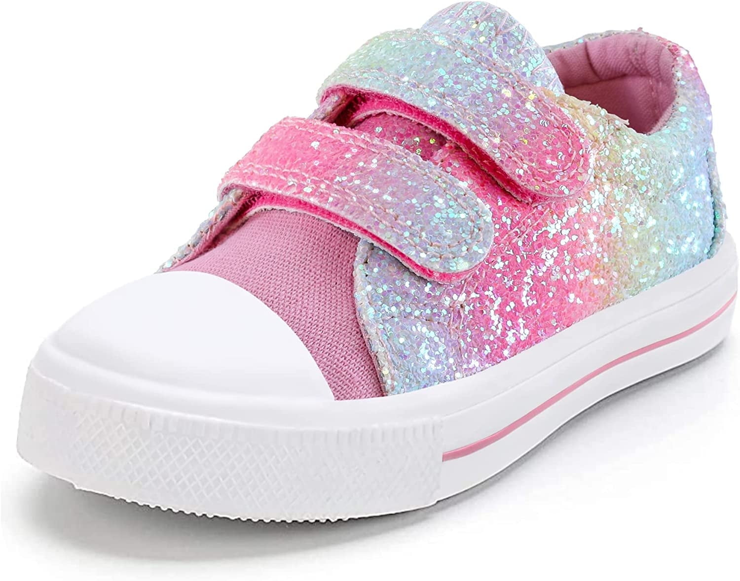 Kushyshoo Kids Glitter Canvas Sneakers, Colorful Toddler Girls School ...
