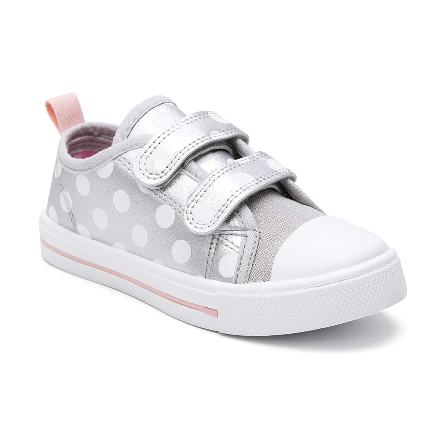 Kushyshoo Toddler Girl Canvas Shoes, Size 7, Silver Dots, Dinosaurs ...
