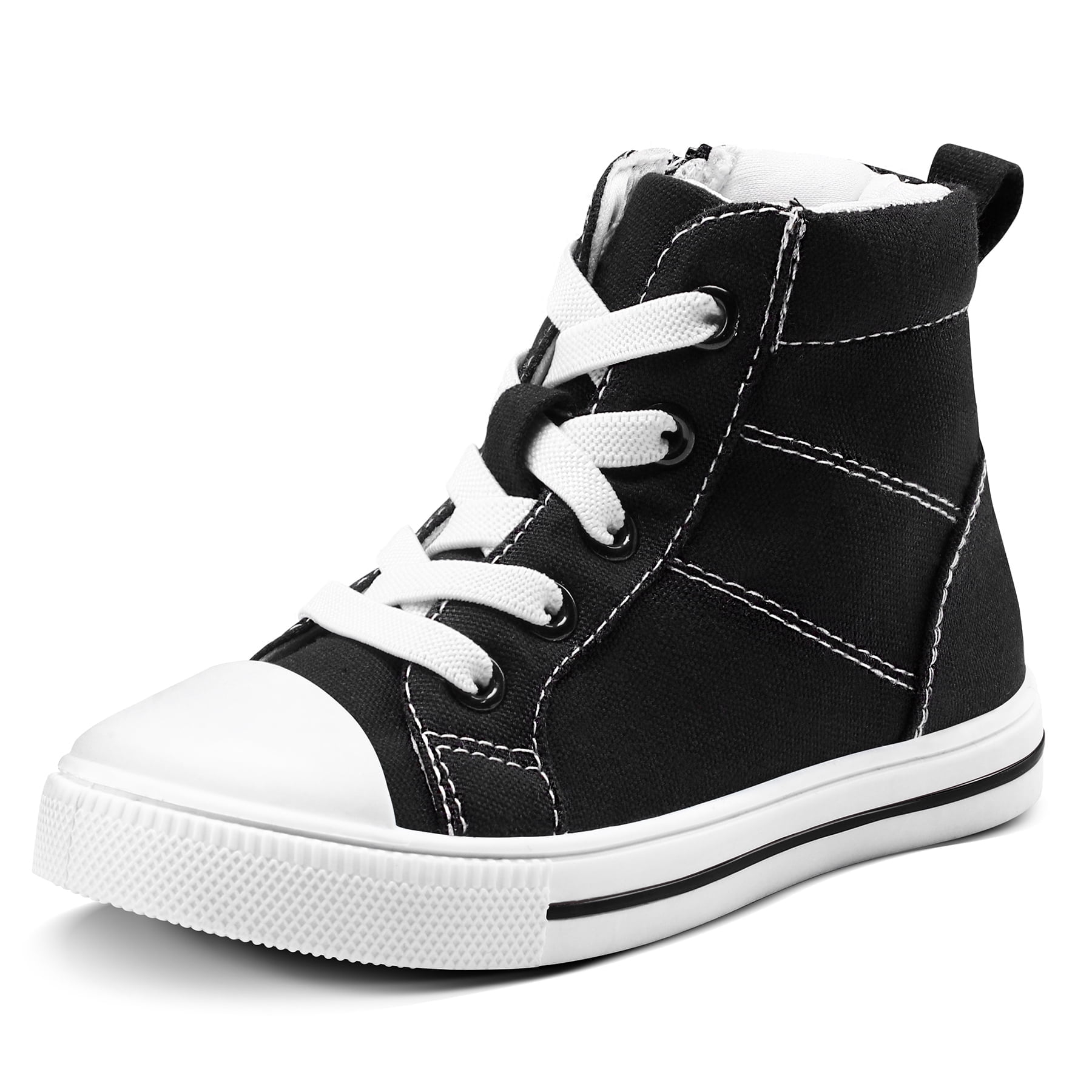 Kushyshoo Kids Canvas Sneakers Black High-Top Children Walking Shoes ...