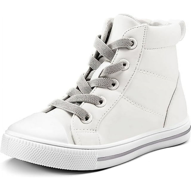 Kushyshoo Kids Canvas Sneakers White High-Top Children Walking Shoes ...