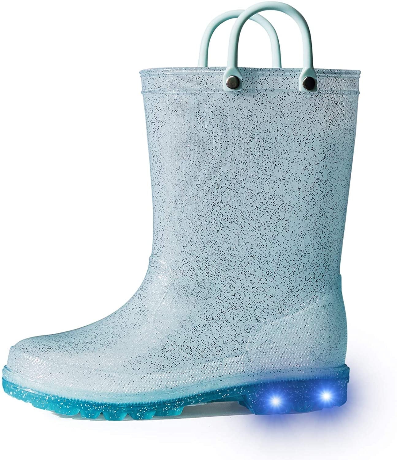 Kushyshoo Kids Light up Rain Boot Blue Glitter Toddler Girls Shoes Size ...