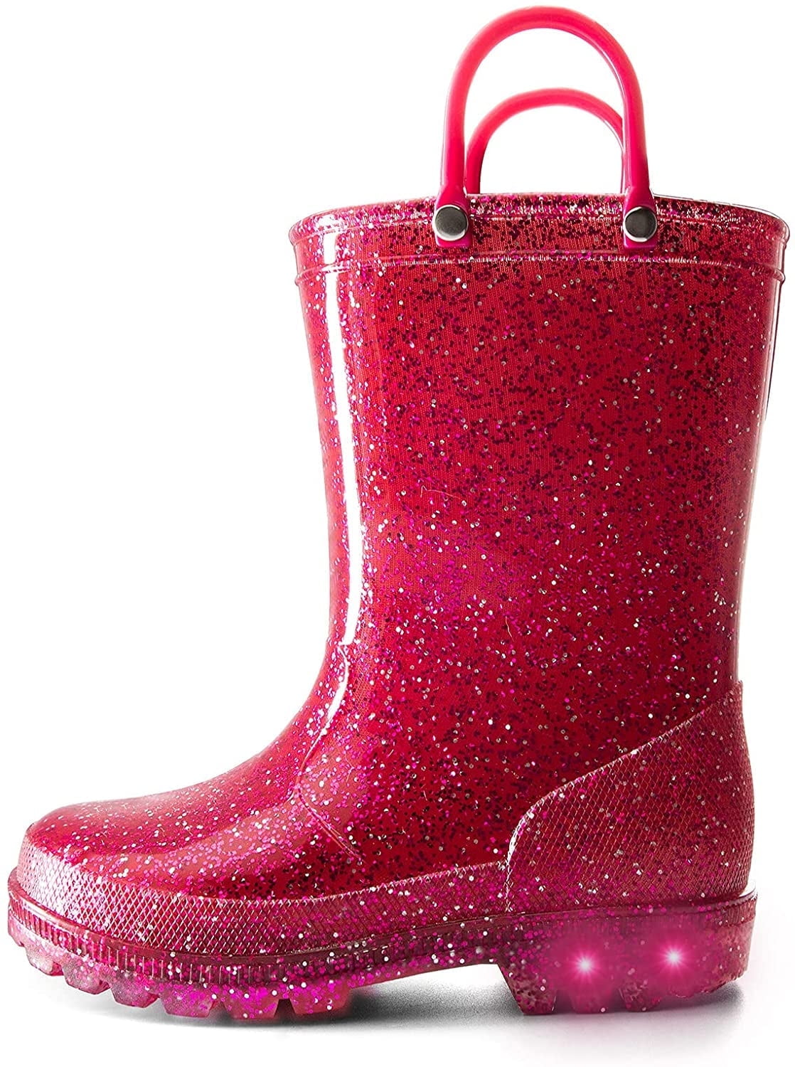 Kushyshoo Kids Light up Rain Boot Red Glitter Toddler Girls Shoes Size ...
